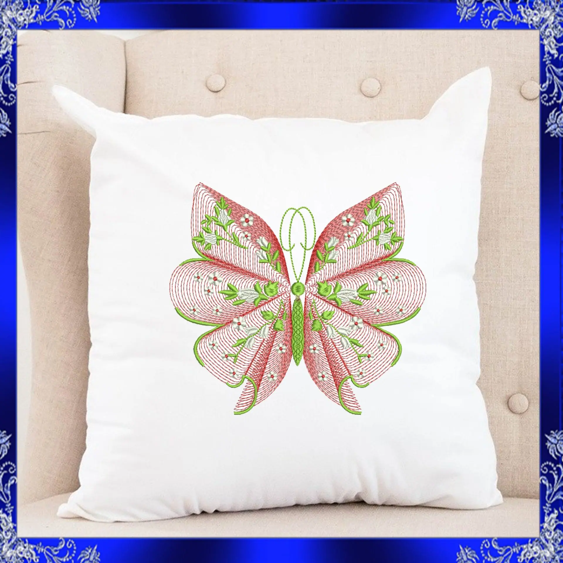 Rippled butterfly machine embroidery design - Crealandia