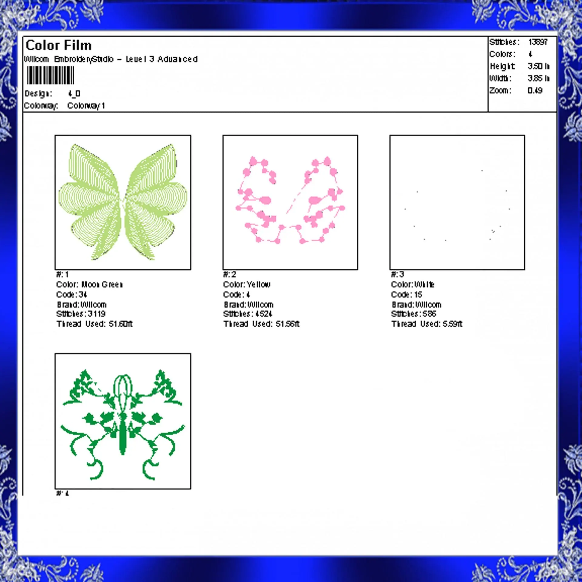 Rippled butterfly machine embroidery design - Crealandia