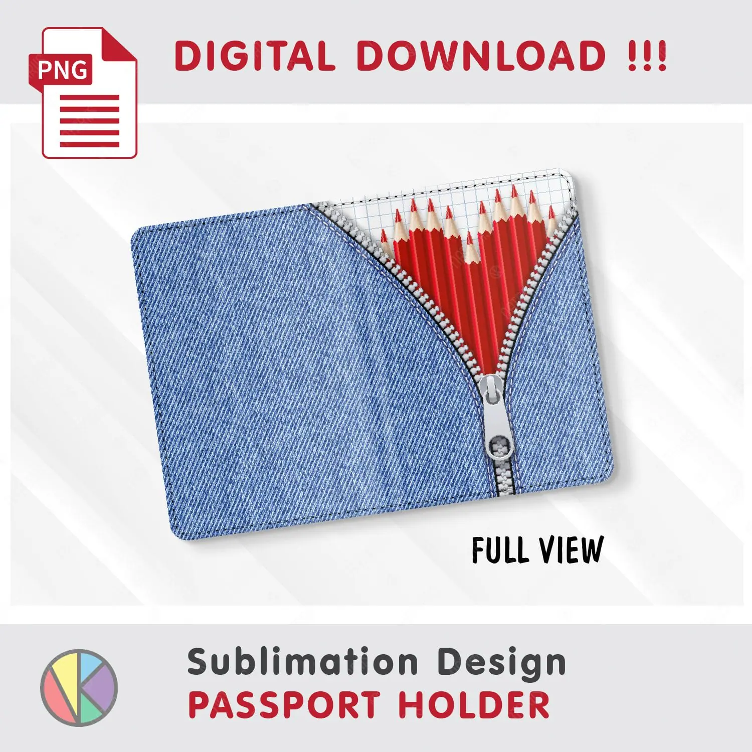 3 School Zipper patterns - Passport Holder sublimation - Crealandia