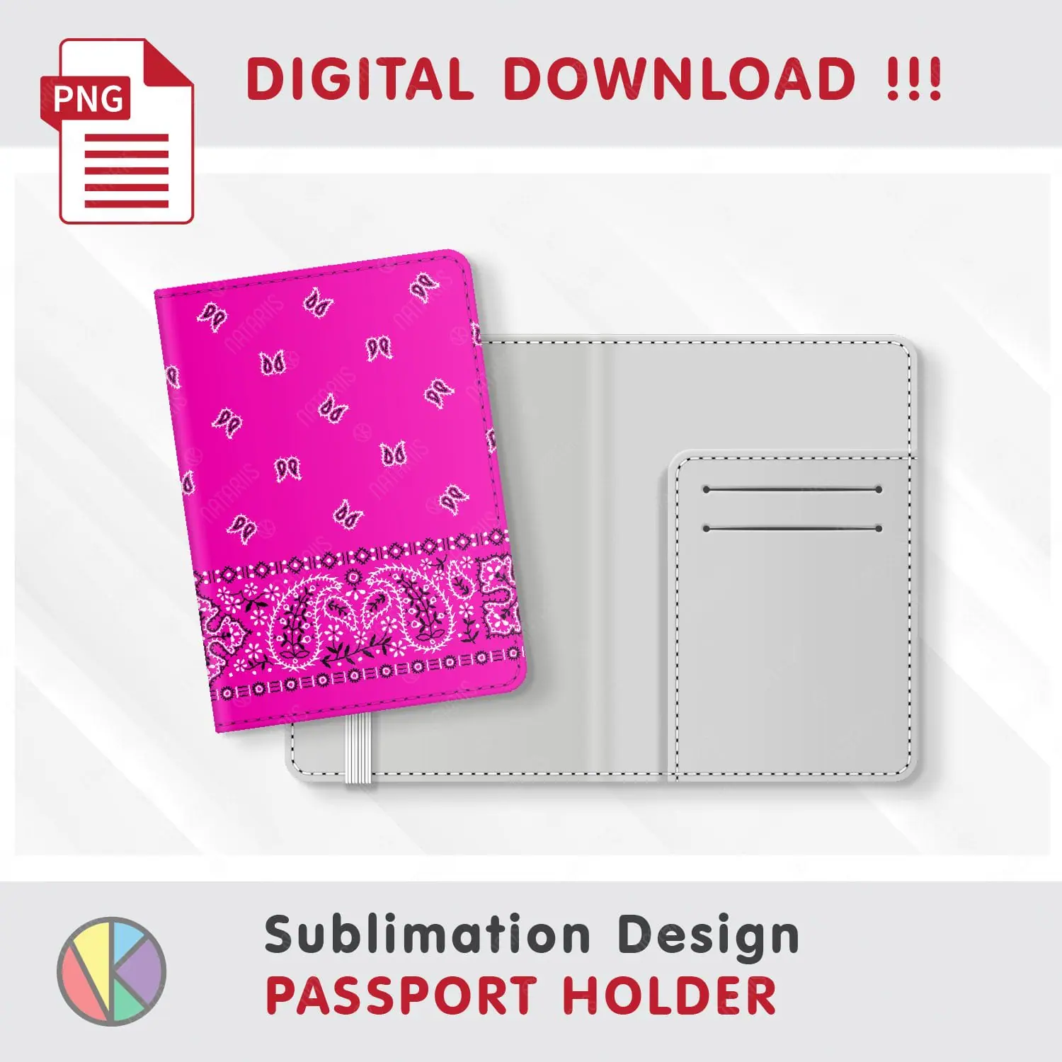 Paisley Bandana Pattern - Passport Holder sublimation. - Crealandia