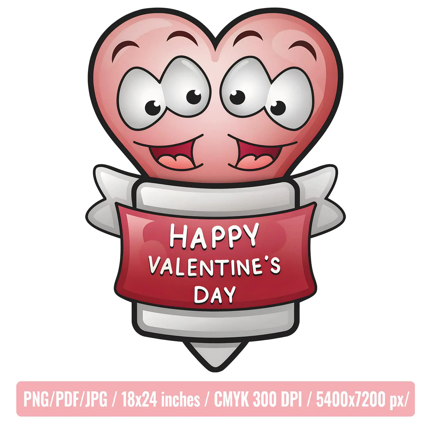 Cute Heart Character Valentine's Day Postcard - Crealandia