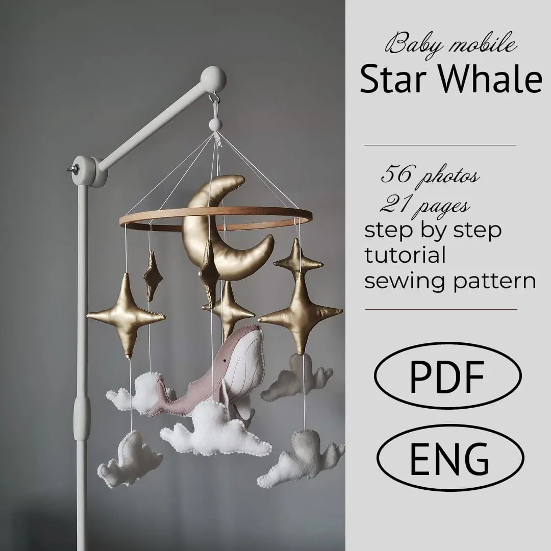 PDF tutorial Whale stars baby mobile Pattern