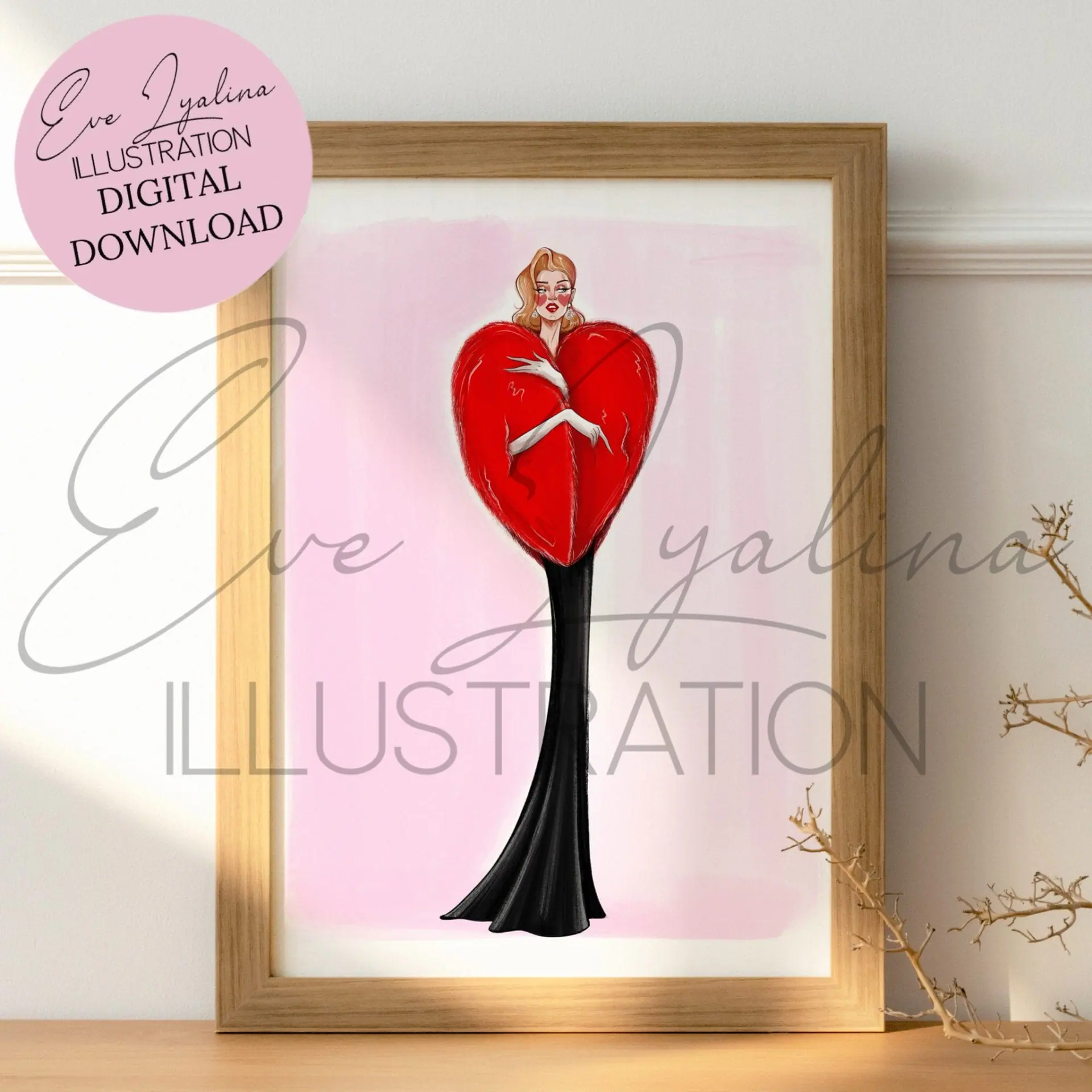 DIGITAL DOWNLOAD Amour (Printable Fashion Illustration) - Crealandia
