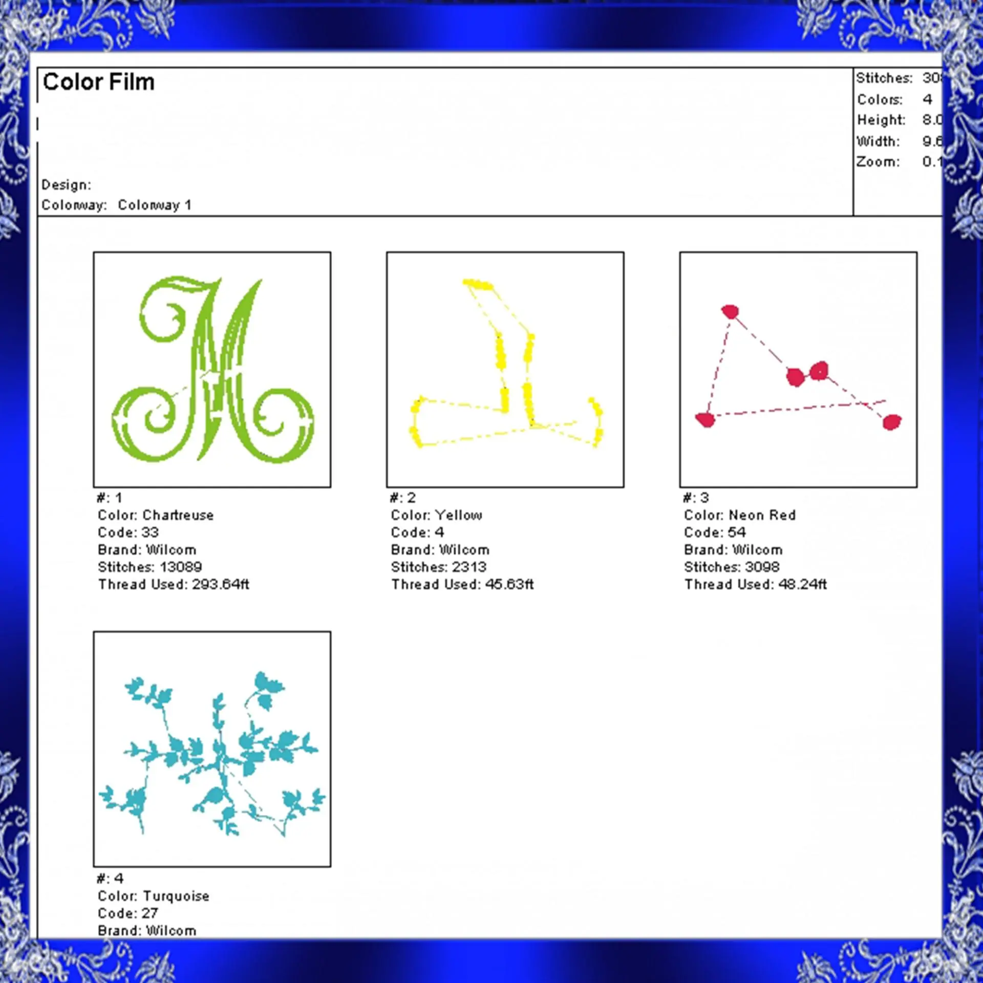 Letter M Monogram Embroidery Floral M monogram Fancy - Crealandia