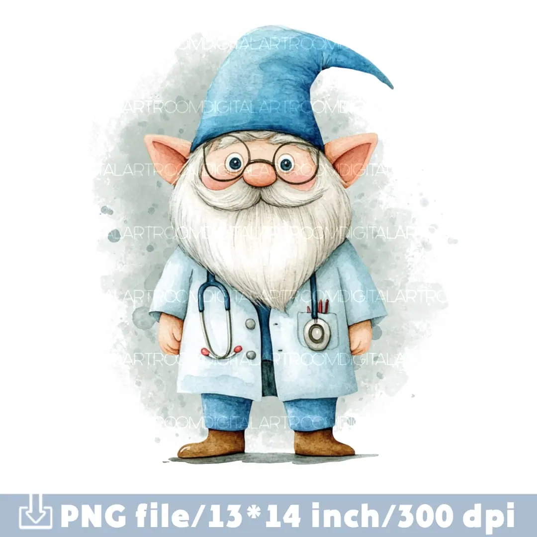 gnome-doctor-therapist-clipart-digital-print