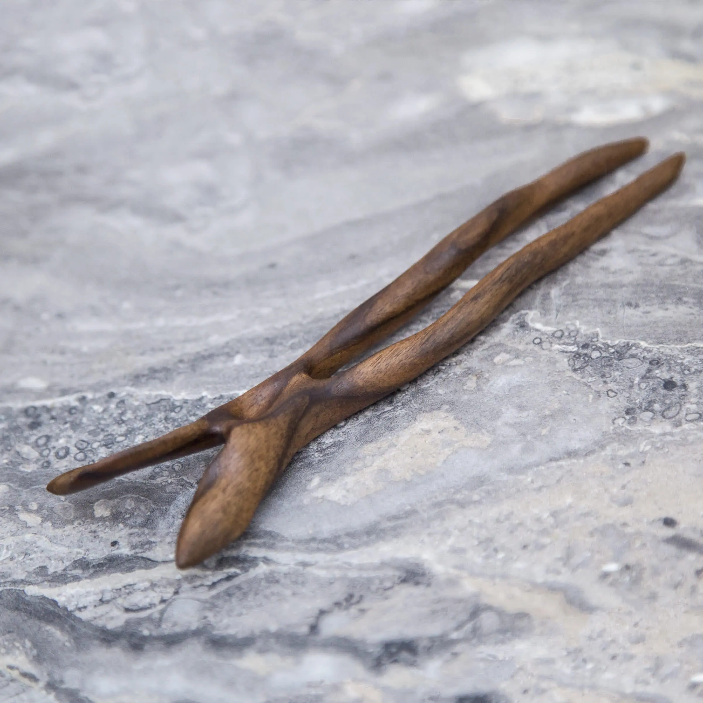 Wooden Hairpin (material - Walnut) Hand Made Carving - Crealandia