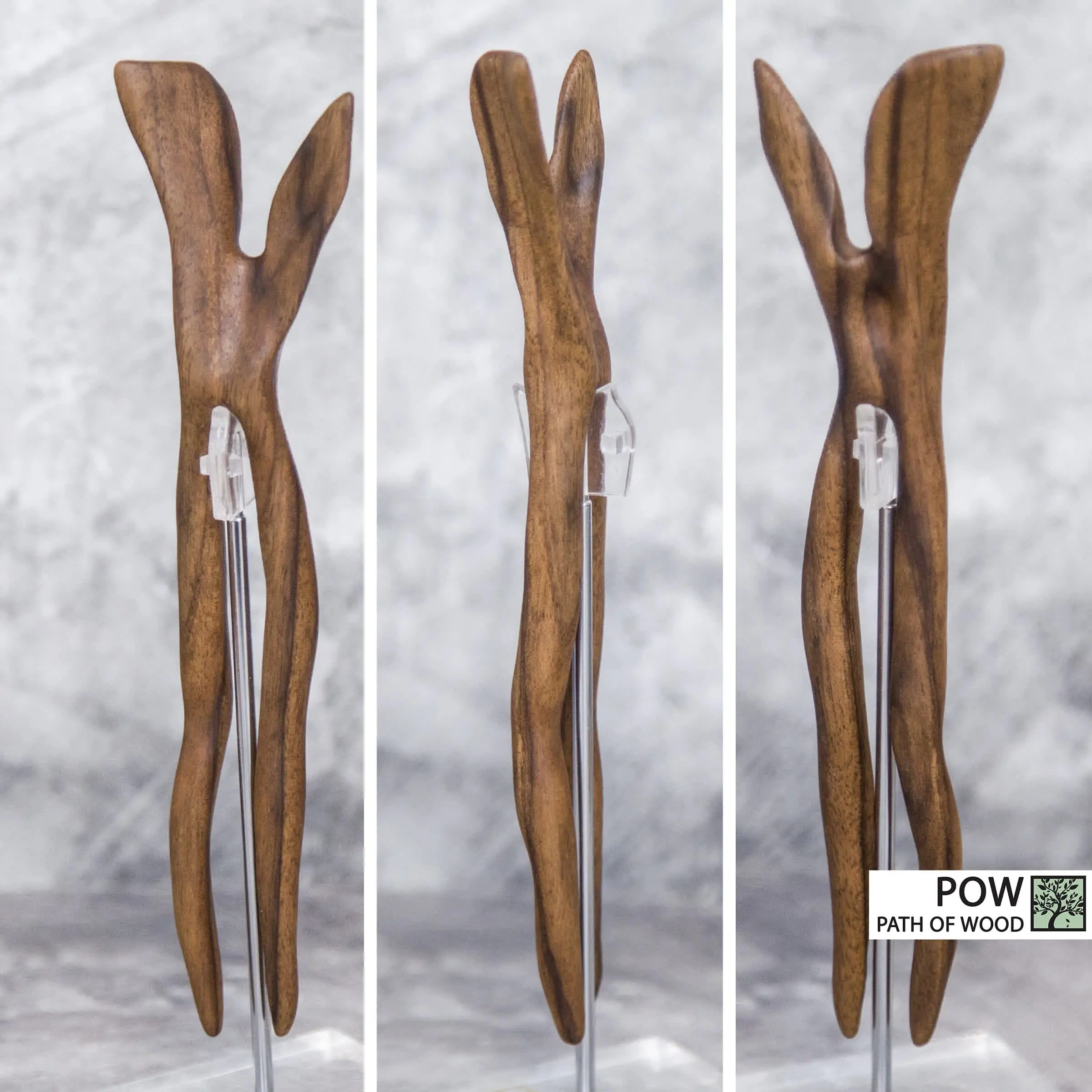 Wooden Hairpin (material - Walnut) Hand Made Carving - Crealandia