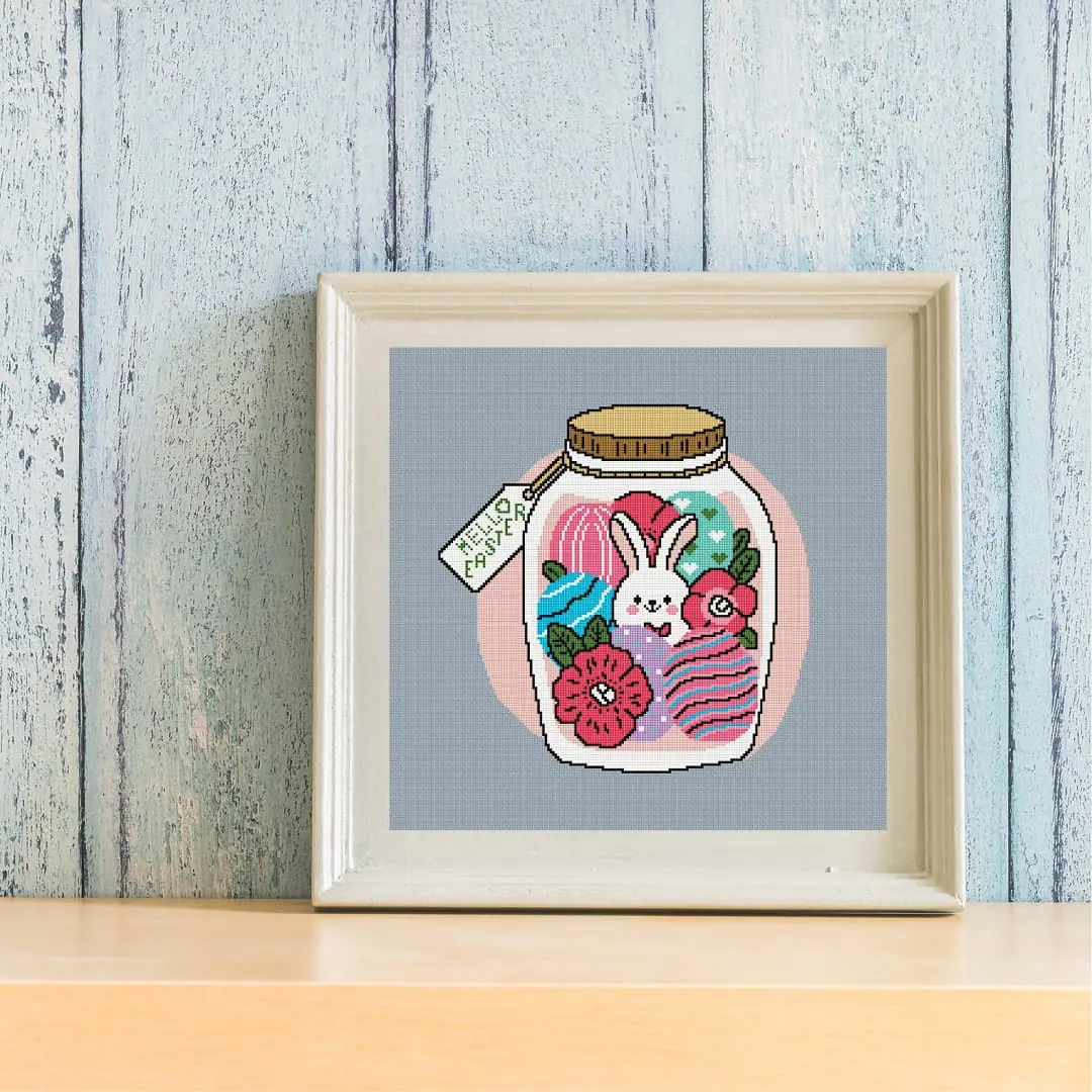 Easter Bunny Cross Stitch Pattern PDF, Embroidery, DIY Gift