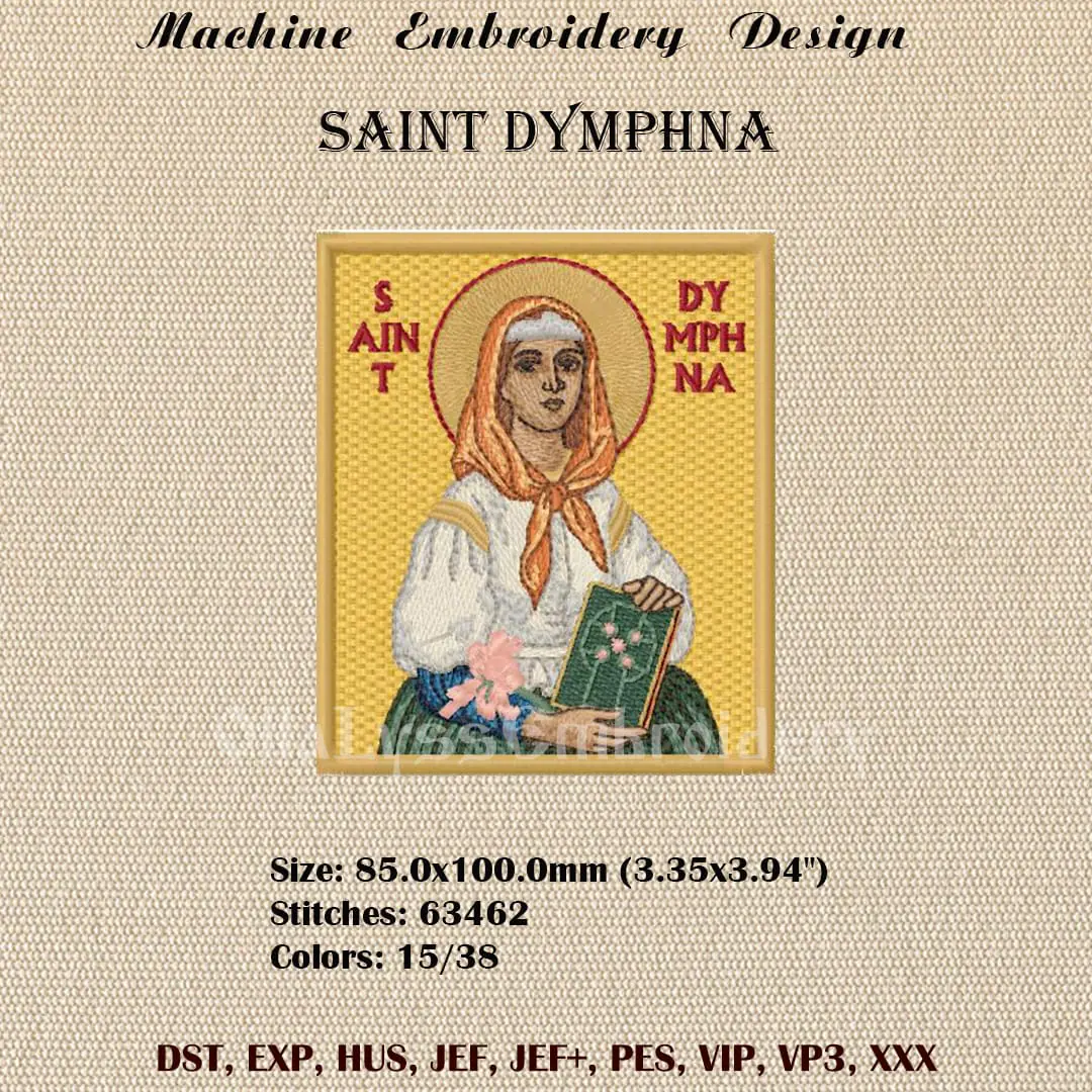 Saint Dymphna embroidery design