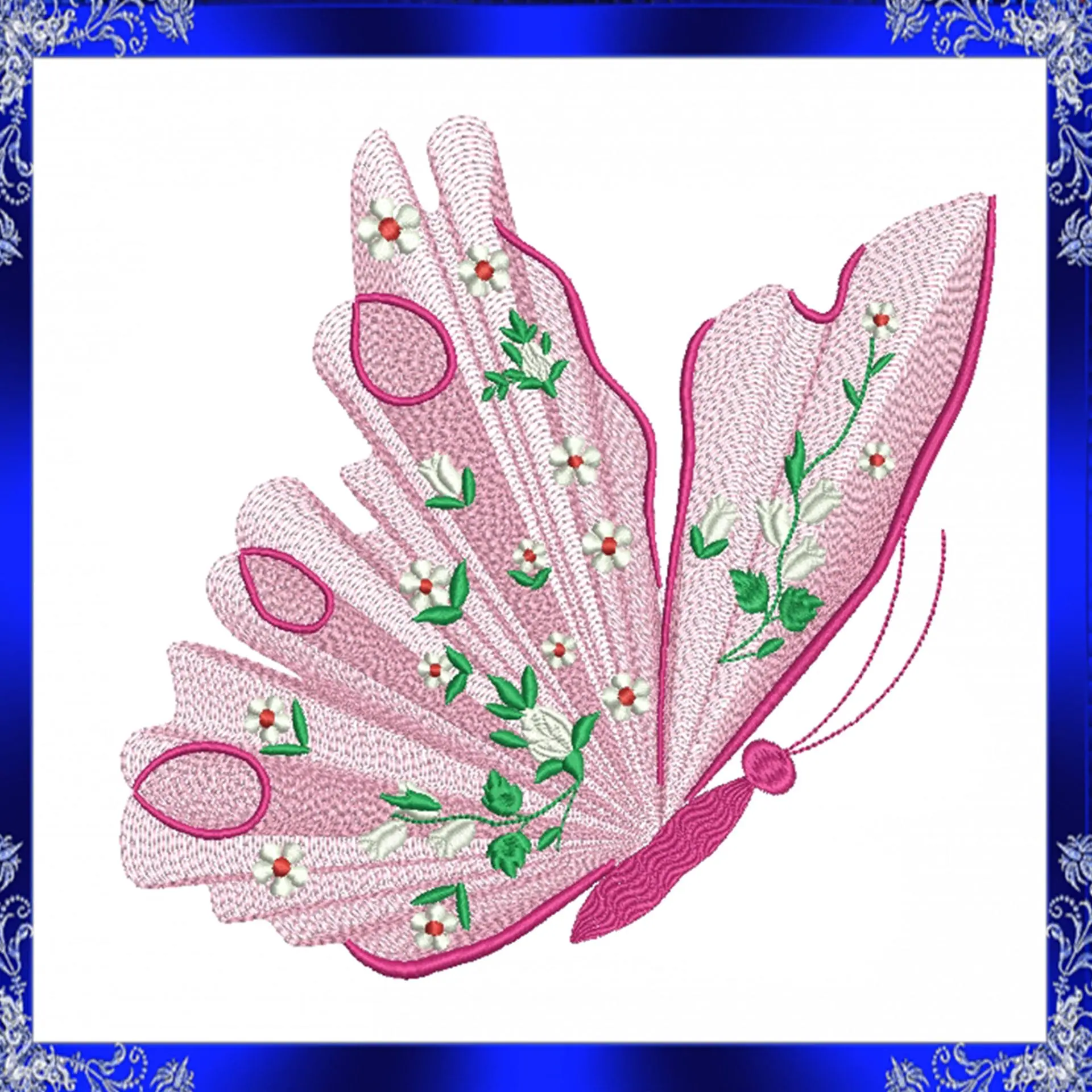 Rippled butterfly machine embroidery design - Crealandia