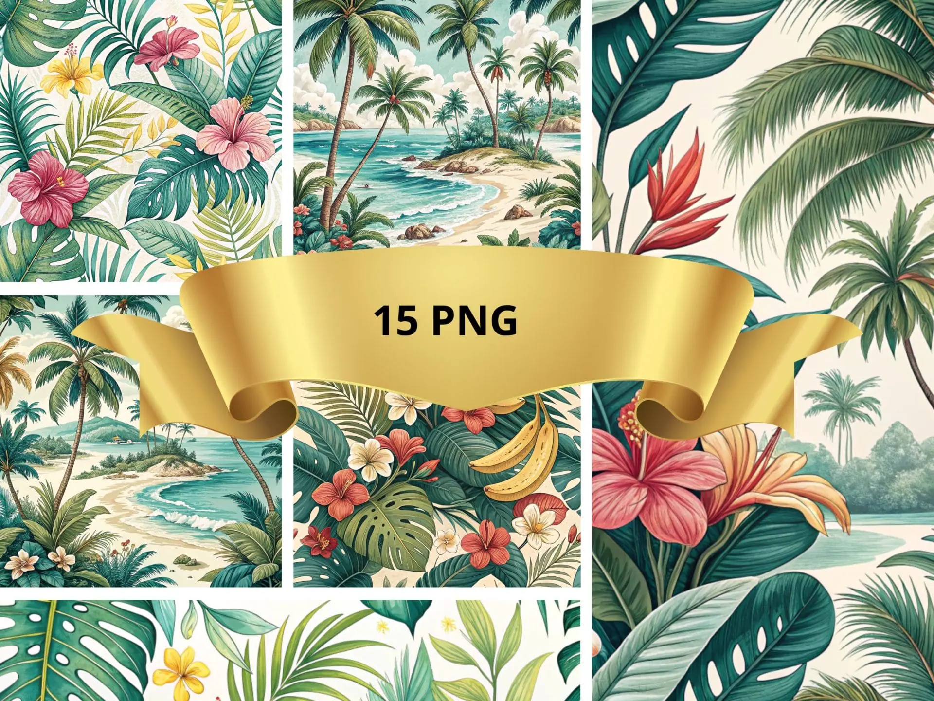 Tropical seamless, Tropical digital paper, Digital paper of tropi ...