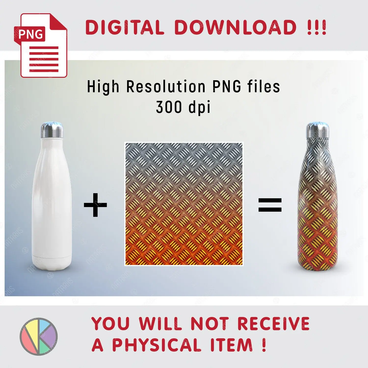 2 Diamond Plate Patterns - 17 oz Water Bottle Sublimation. - Crealandia