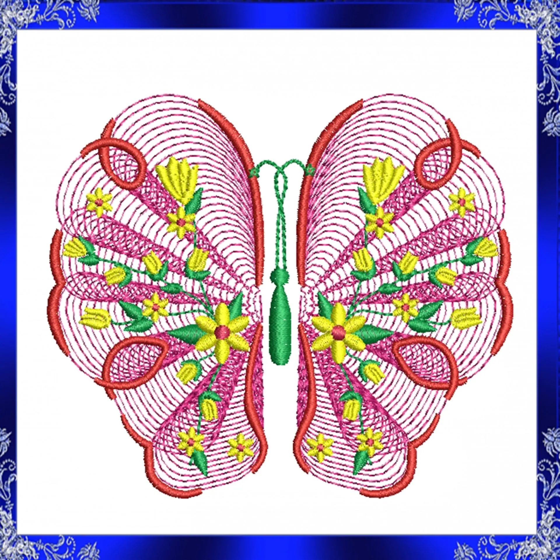 Rippled butterfly machine embroidery design - Crealandia