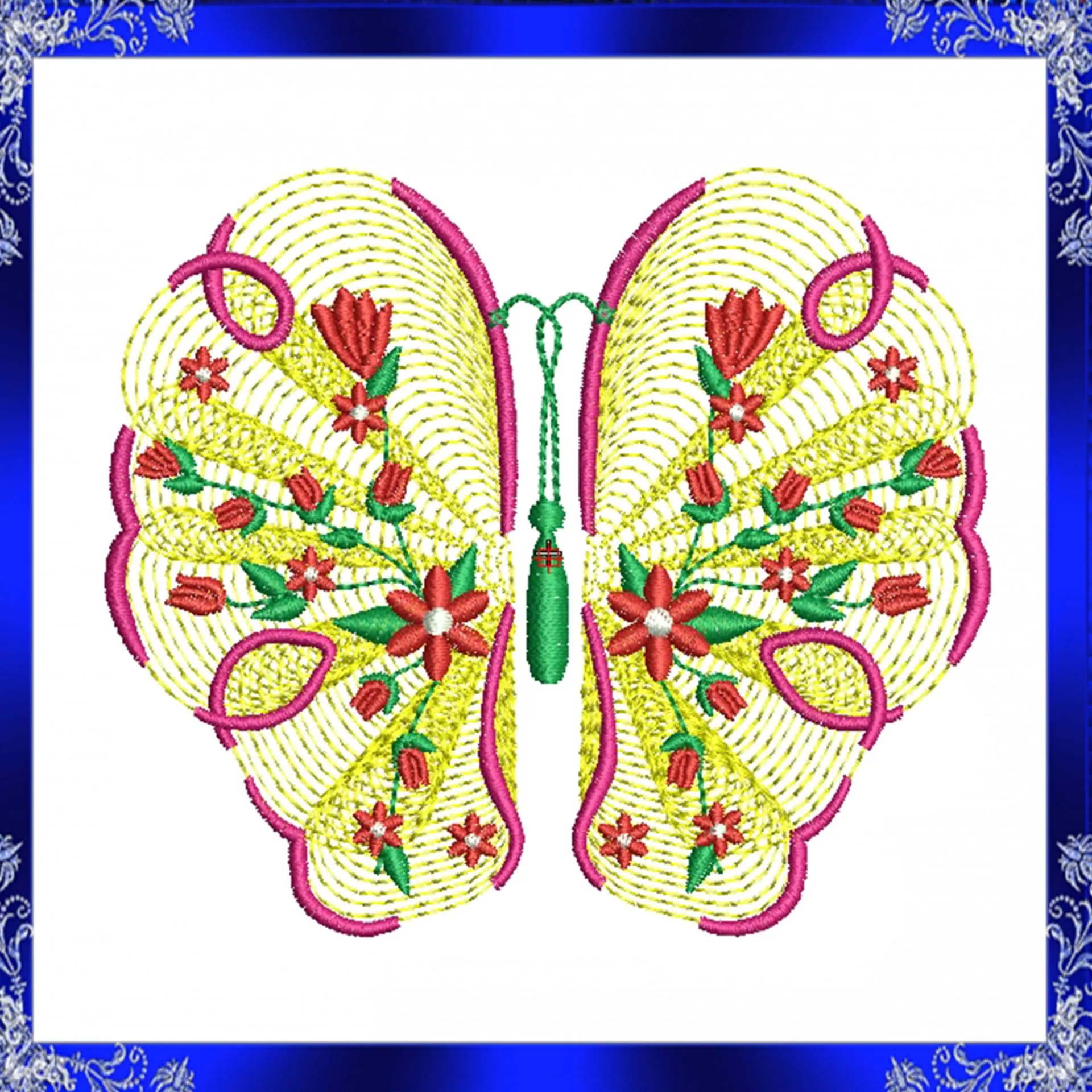 Rippled butterfly machine embroidery design - Crealandia
