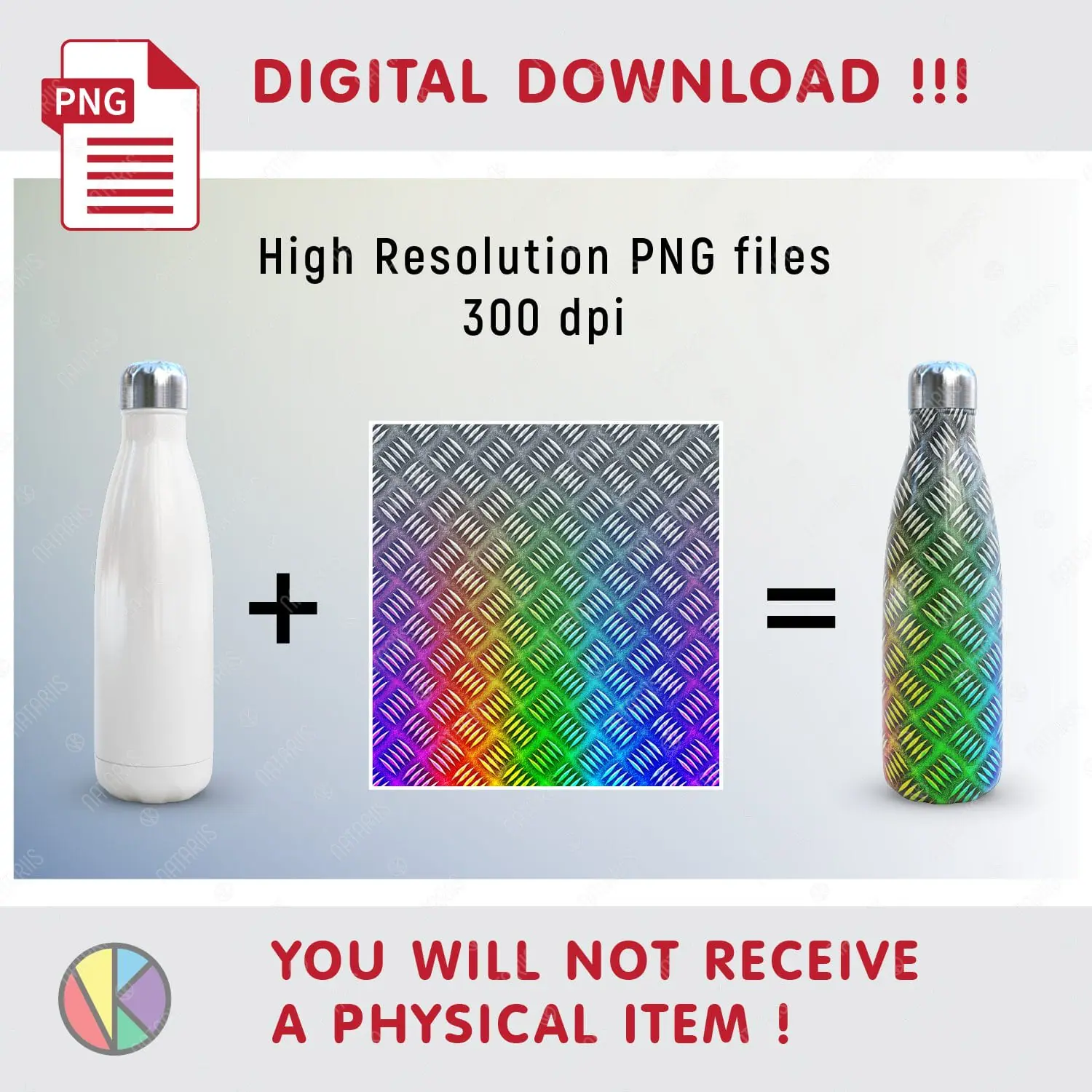 2 Diamond Plate Patterns - 17 oz Water Bottle Sublimation. - Crealandia