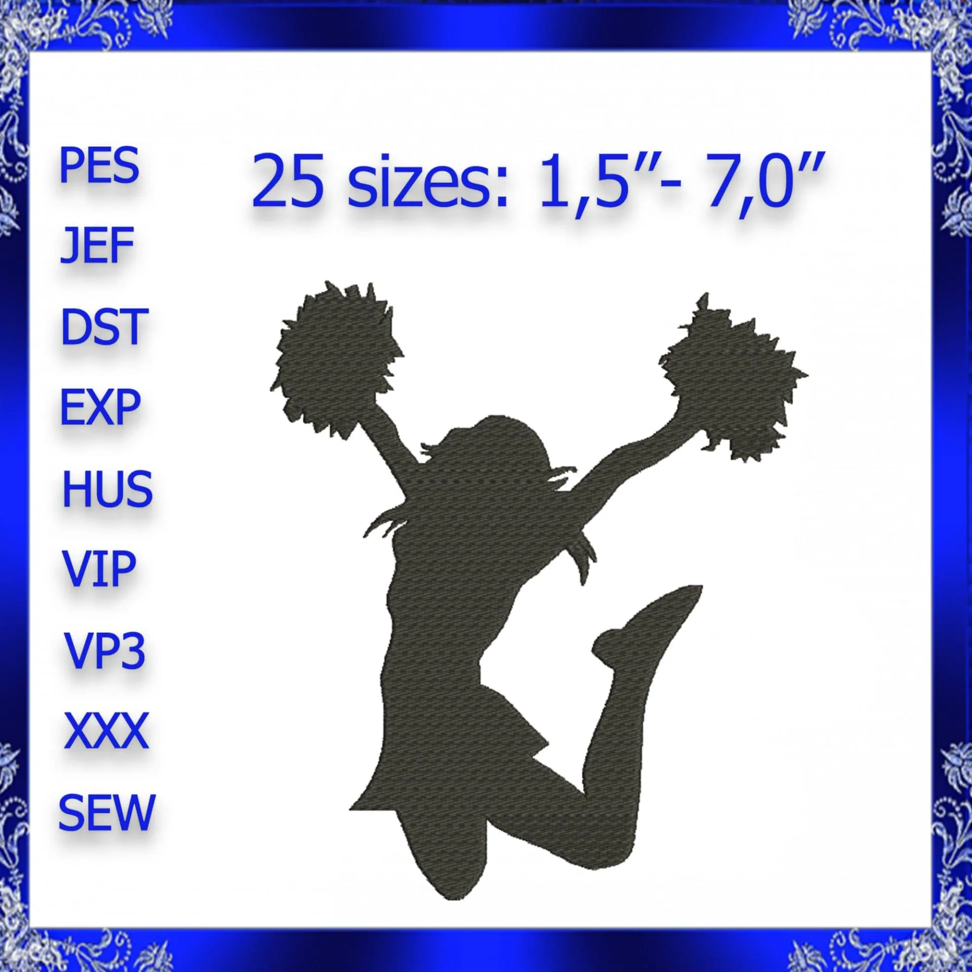 Cheerleader Embroidery Design Cheer Girls Embroidery - Crealandia