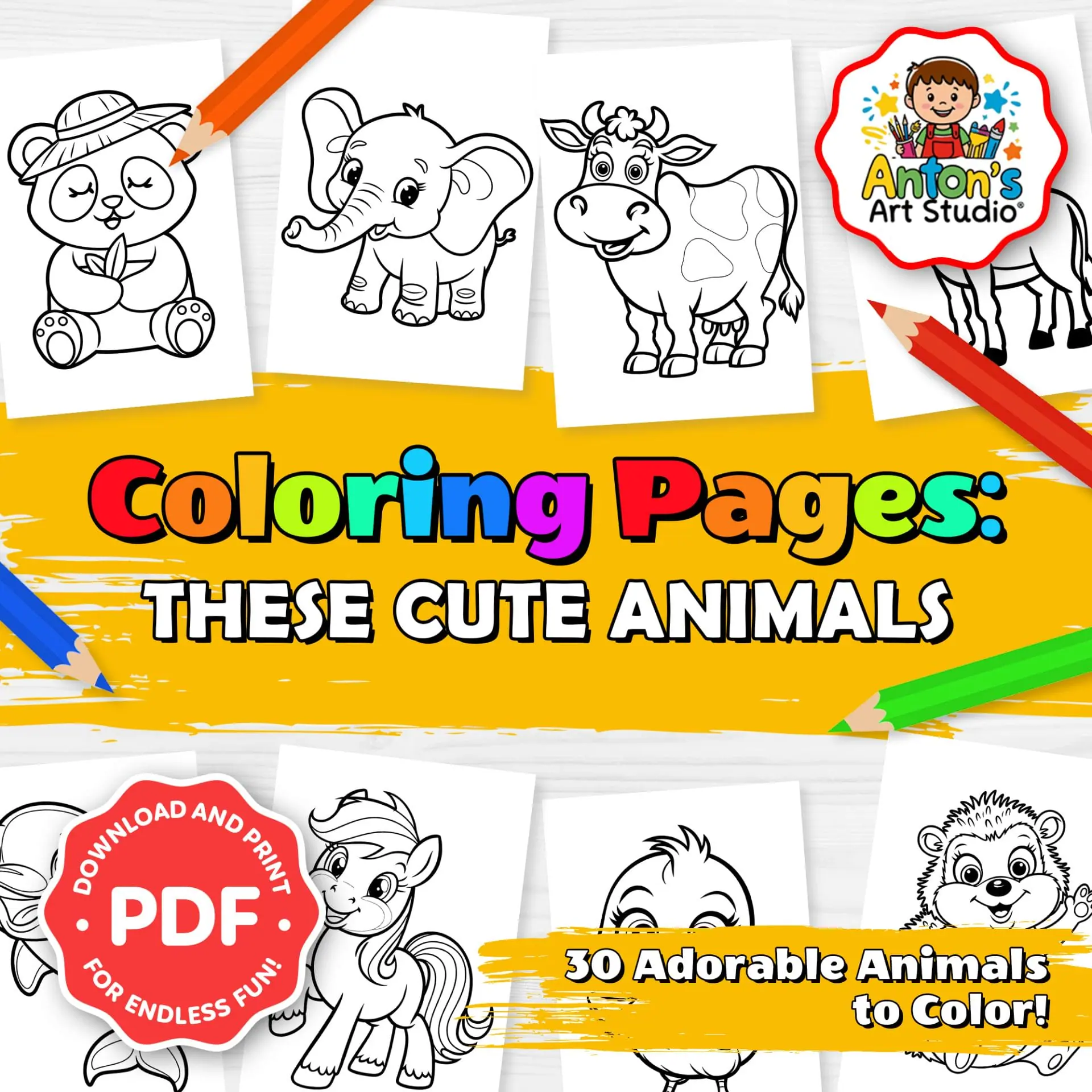 Coloring Pages: These Cute Animals - Crealandia