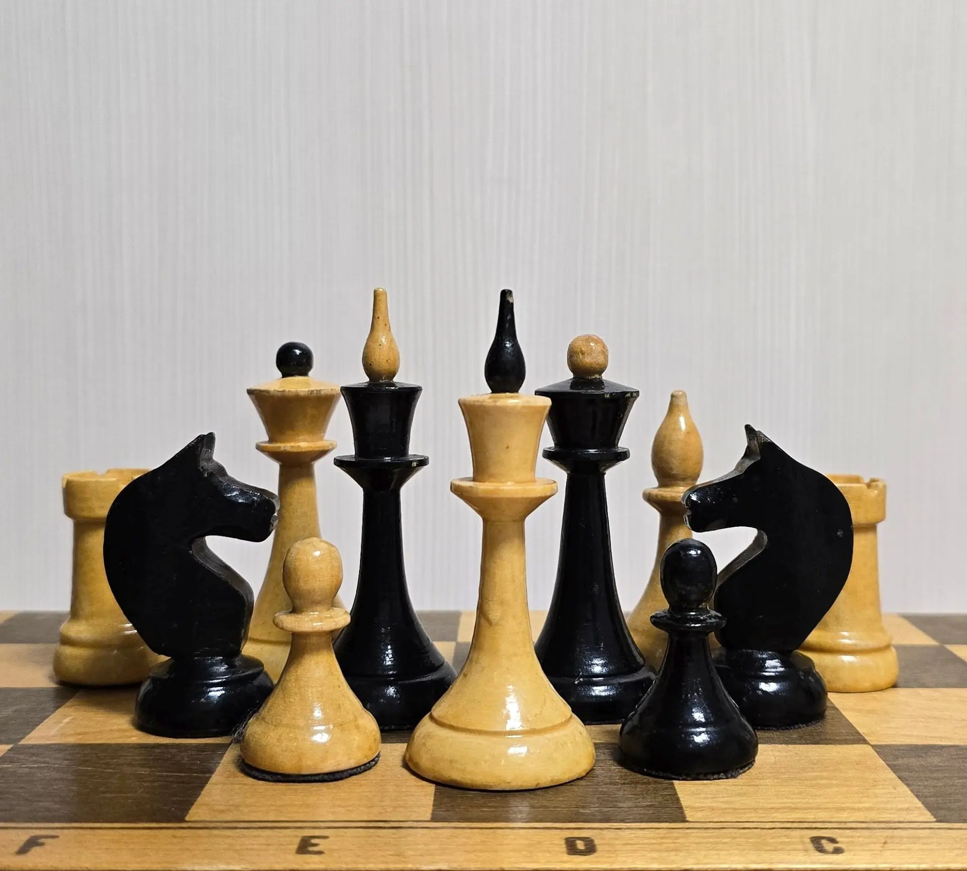 Soviet Antique Wooden Chess. Mordvin chess set