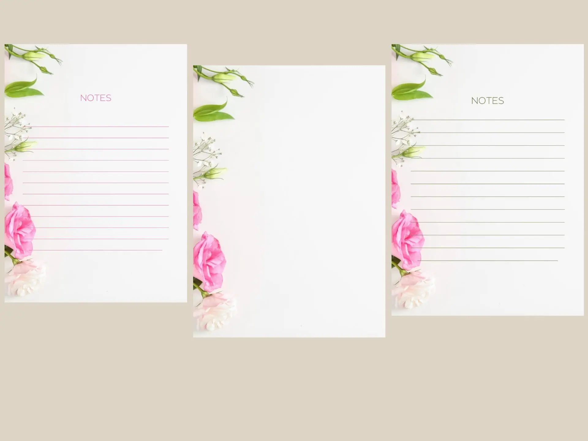Rose journal pages, Blank journal pages, Roses journal kit - Crealandia