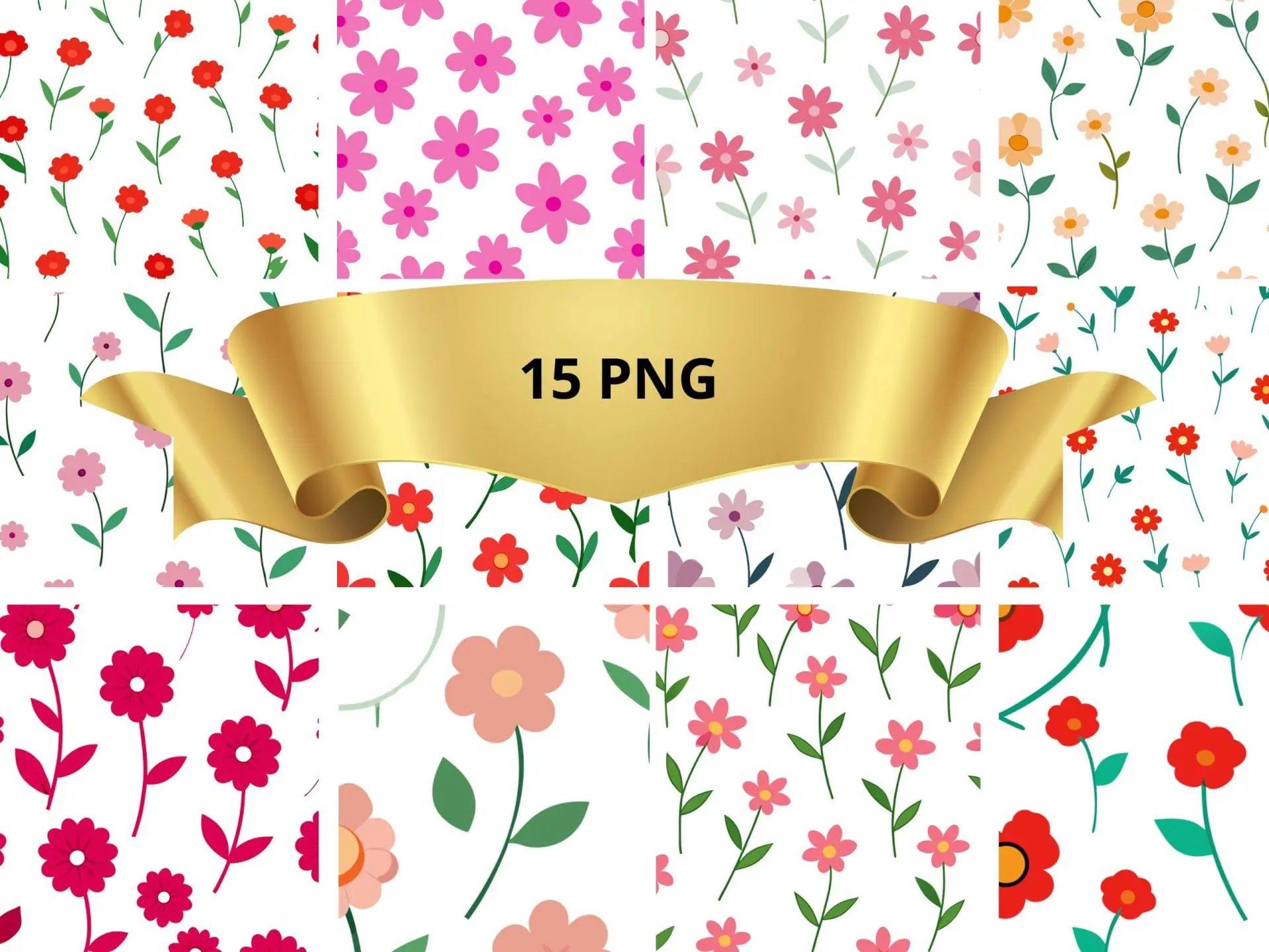 Wildflower pattern 15 PNG, Wildflower seamless - Crealandia