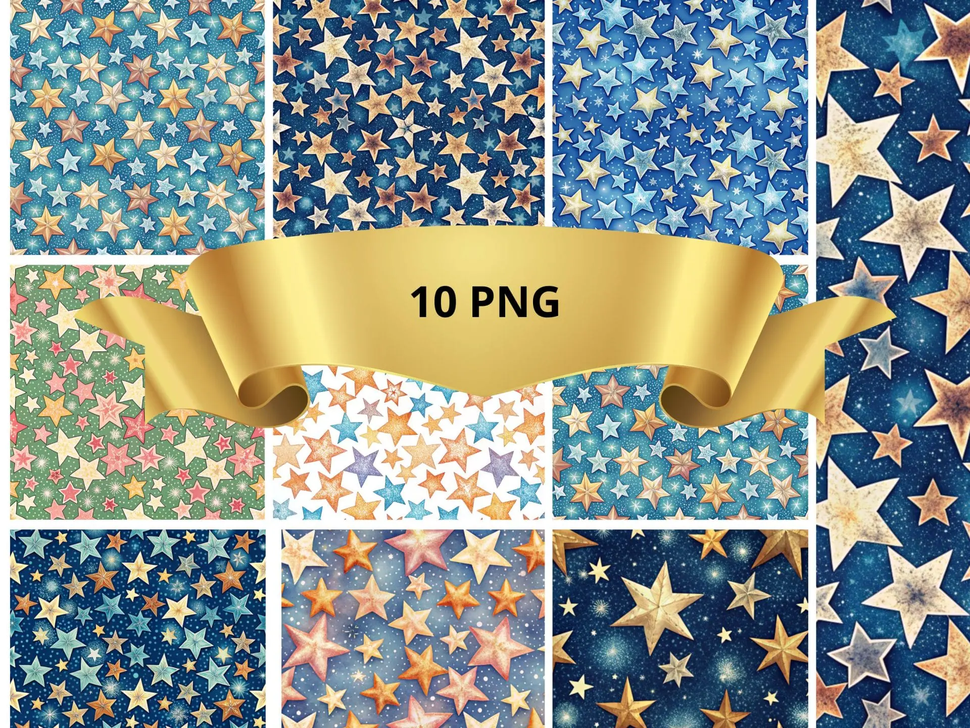 Star seamless pattern, Star digital paper, Starry background - Crealandia