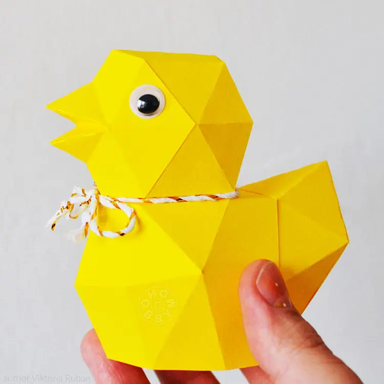DIY Paper Duck, 3D Papercraft template PDF - Crealandia