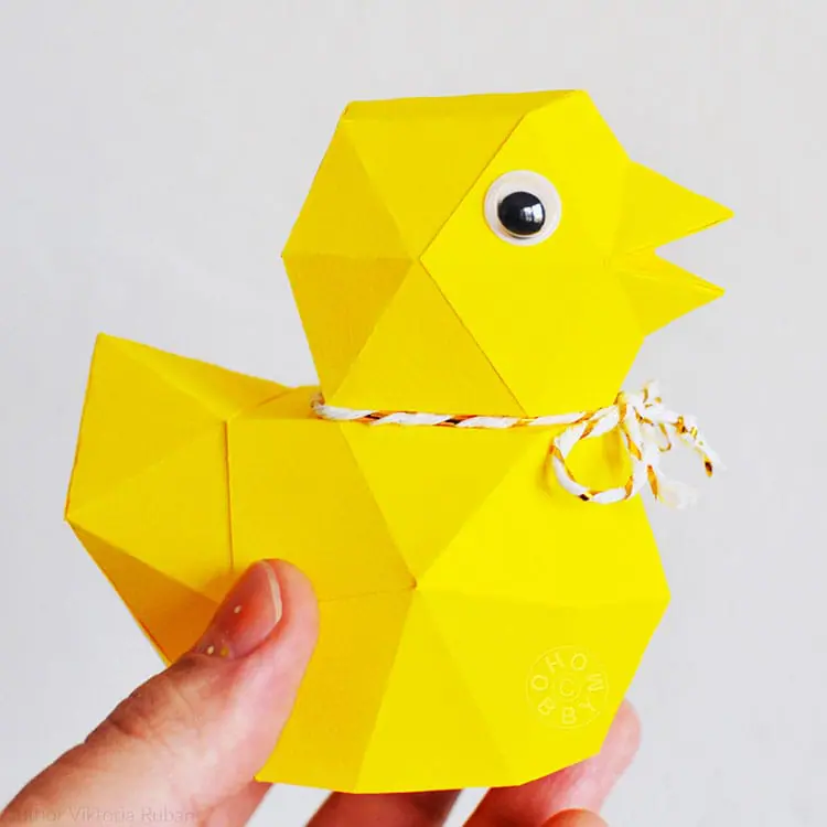 DIY Paper Duck, 3D Papercraft template PDF - Crealandia