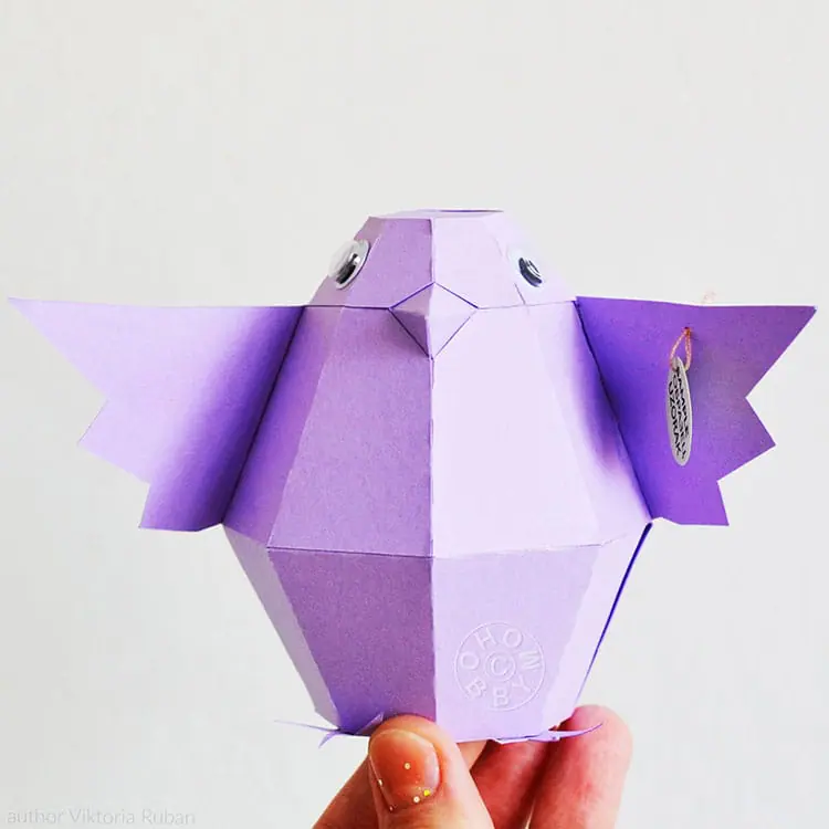 DIY Paper Bird, 3D Papercraft template PDF - Crealandia