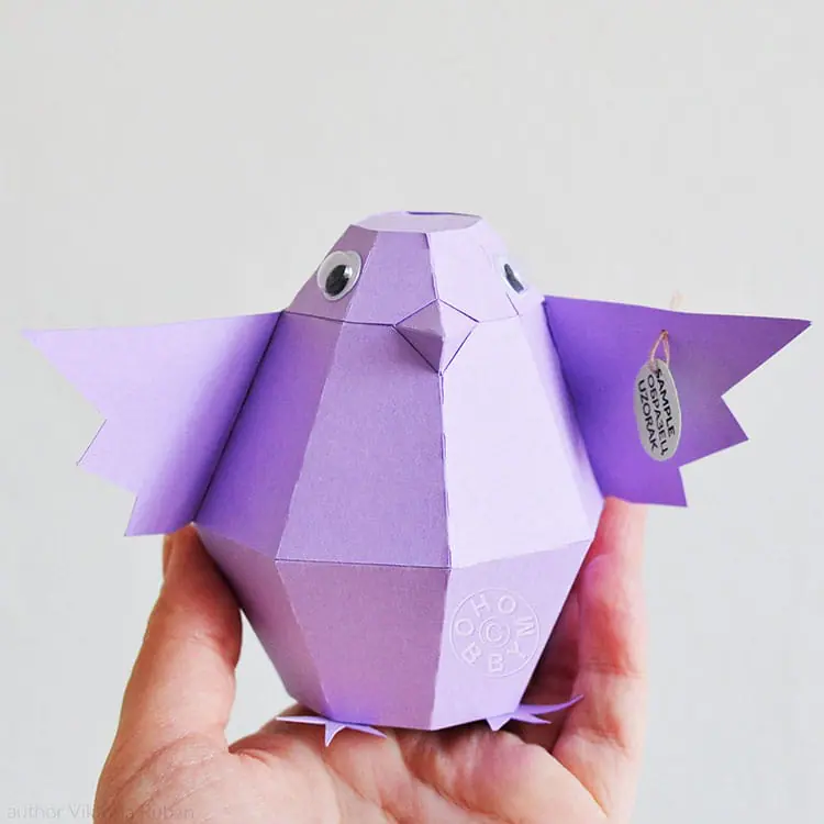DIY Paper Bird, 3D Papercraft template PDF - Crealandia
