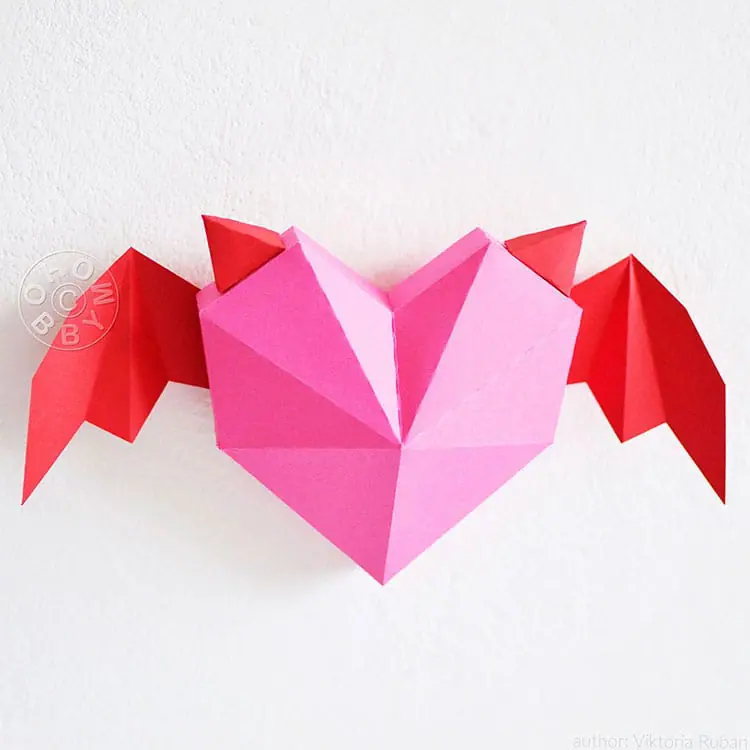 DIY Paper Devil Heart, 3D Papercraft template PDF - Crealandia