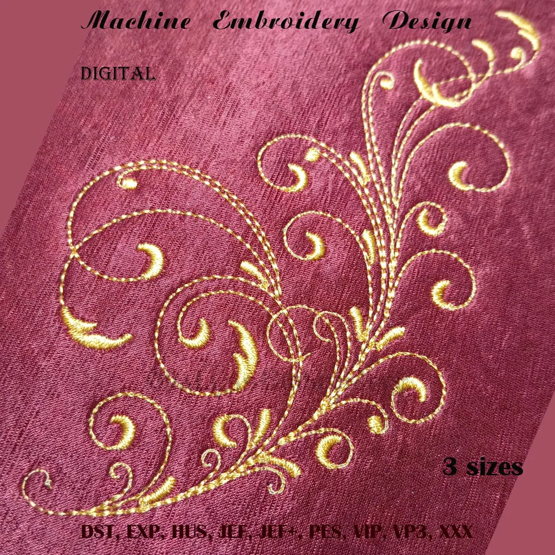 Ornate Flourish Motif embroidery design