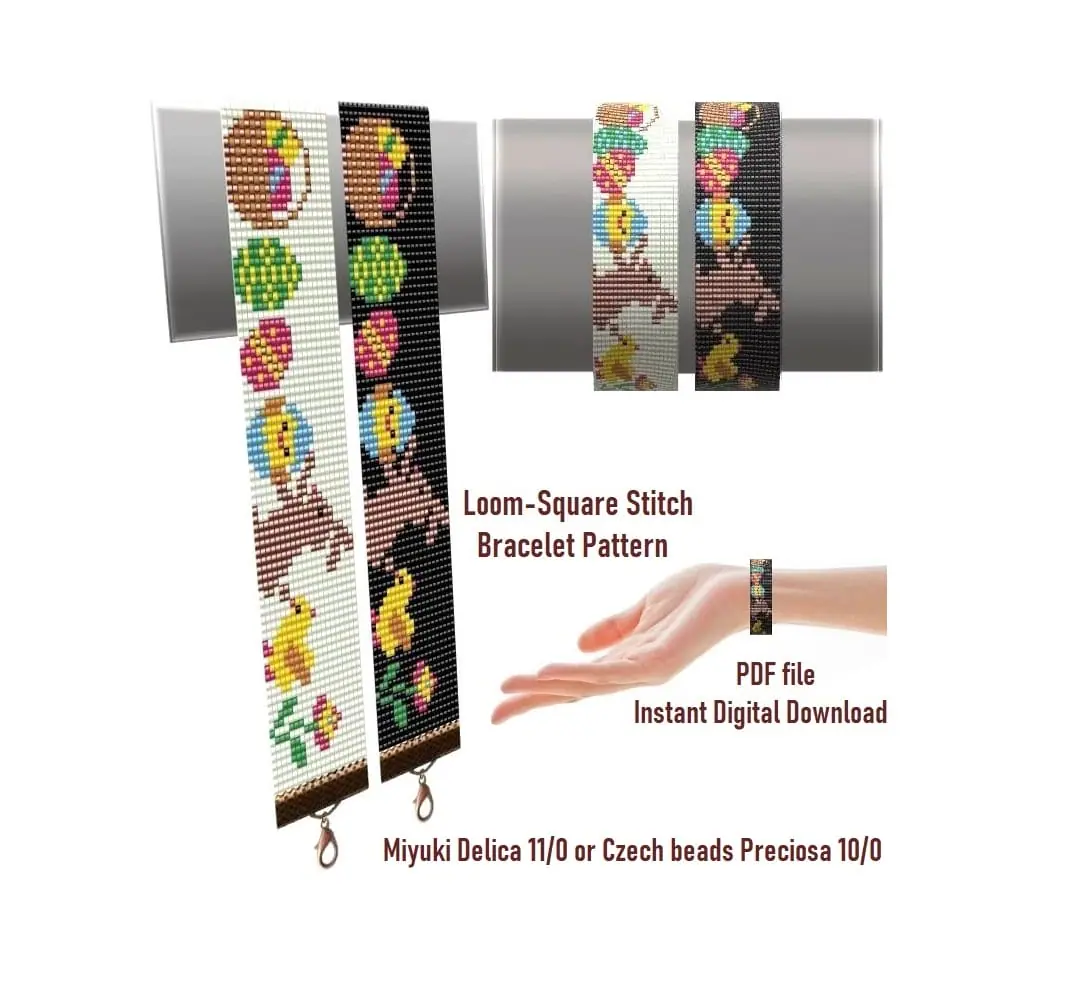 Easter Bracelet patterns in Loom-Square Stitch technique - Crealandia