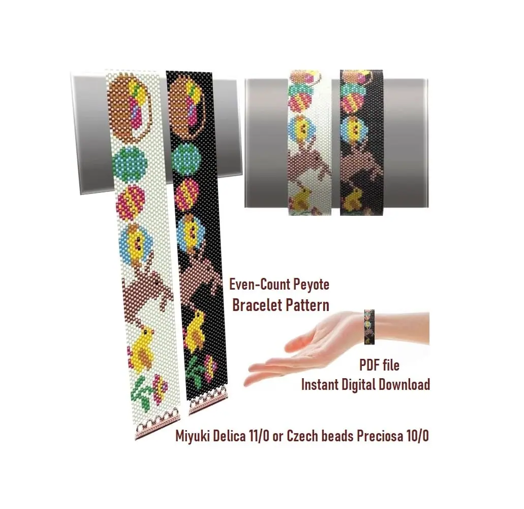 Even Count Peyote Stitch Beading Patterns Easter Bracelets - Crealandia