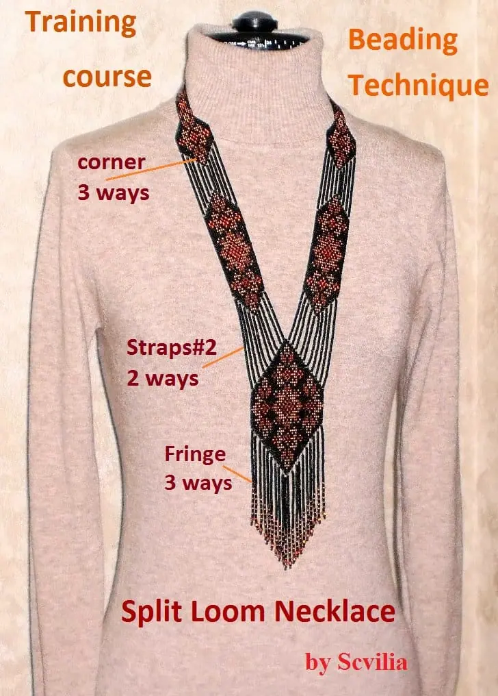 Tutorial Gerdan Split Loom Necklace Beaded Sautoirs Loomwork - Crealandia