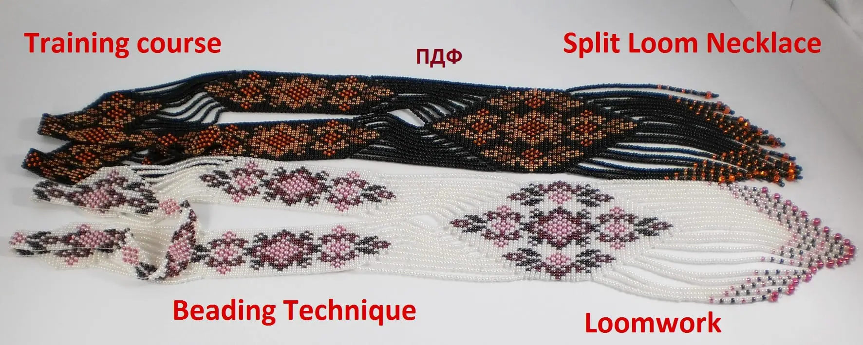 Tutorial Gerdan Split Loom Necklace Beaded Sautoirs Loomwork - Crealandia