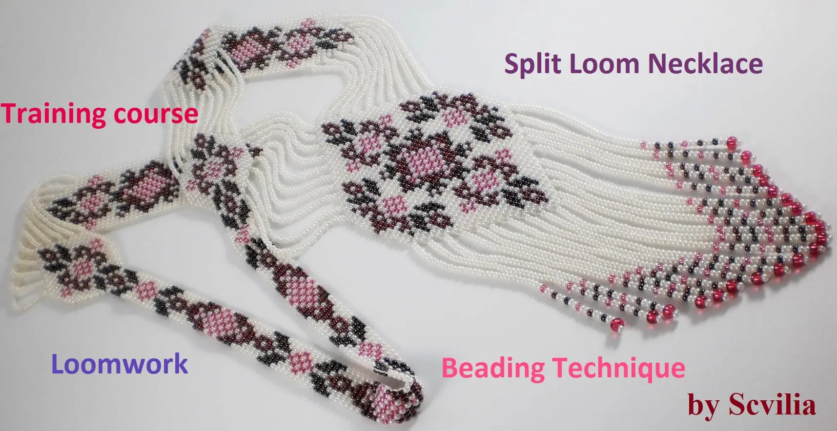 Tutorial Gerdan Split Loom Necklace Beaded Sautoirs Loomwork - Crealandia