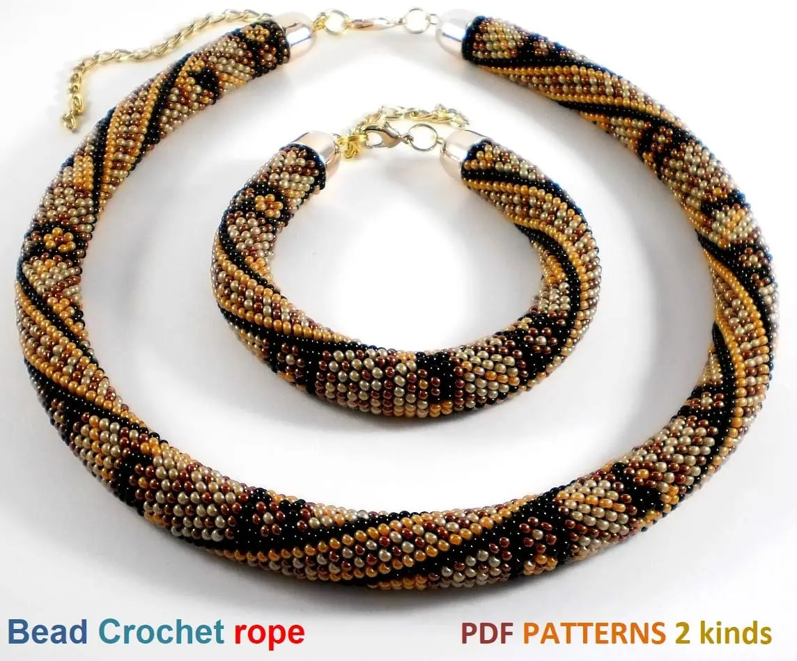 PDF Bead Crochet rope patterns "Flower patchwork" - Crealandia