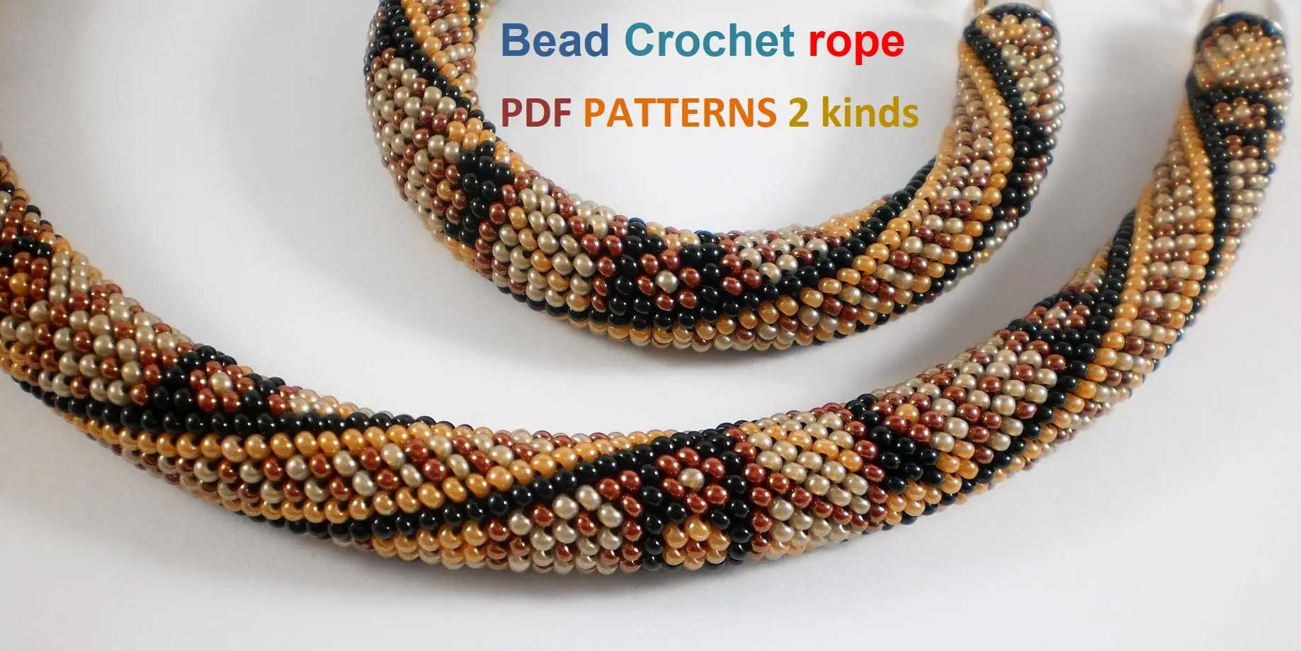 PDF Bead Crochet rope patterns "Flower patchwork" - Crealandia