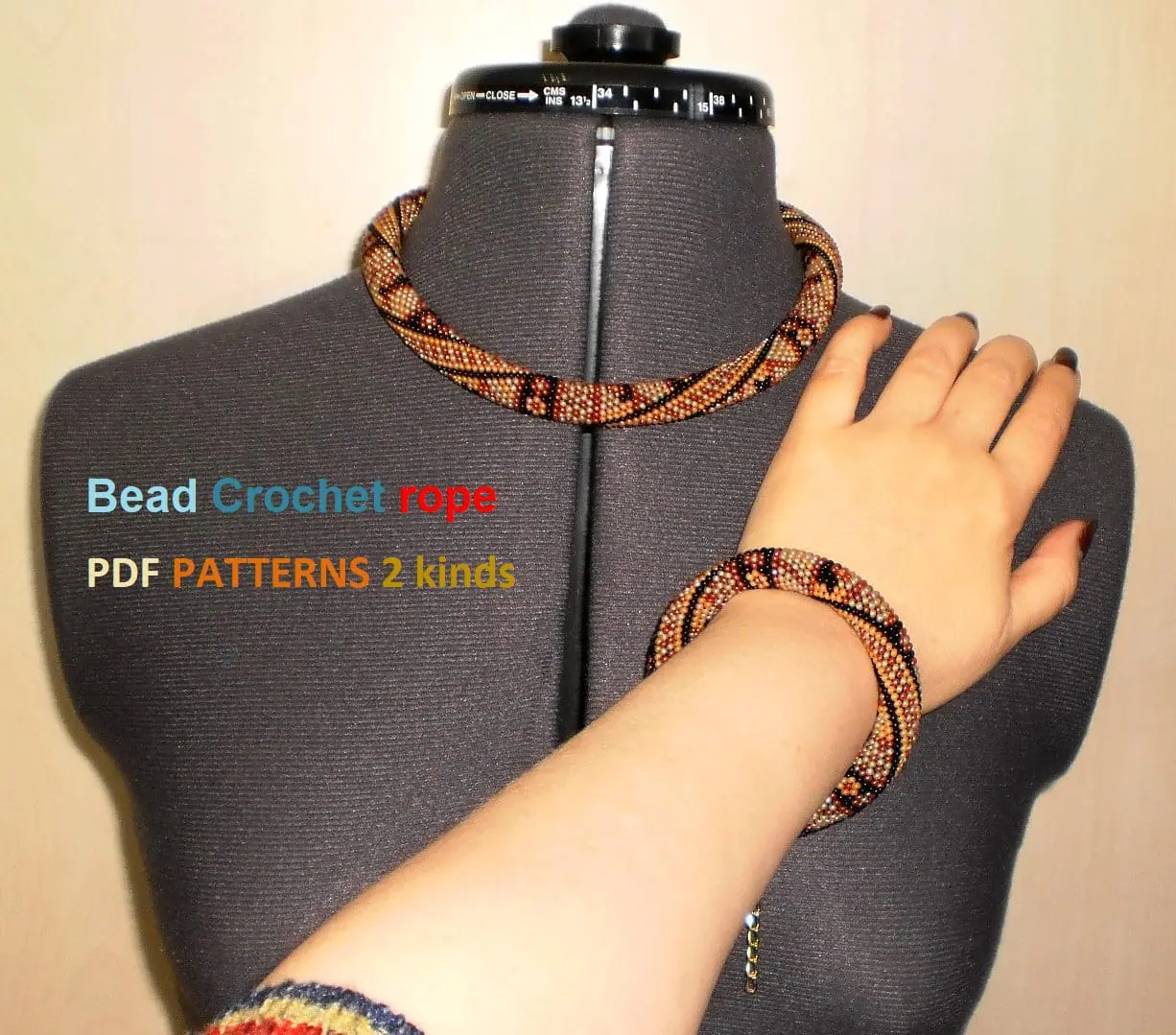 PDF Bead Crochet rope patterns "Flower patchwork" - Crealandia