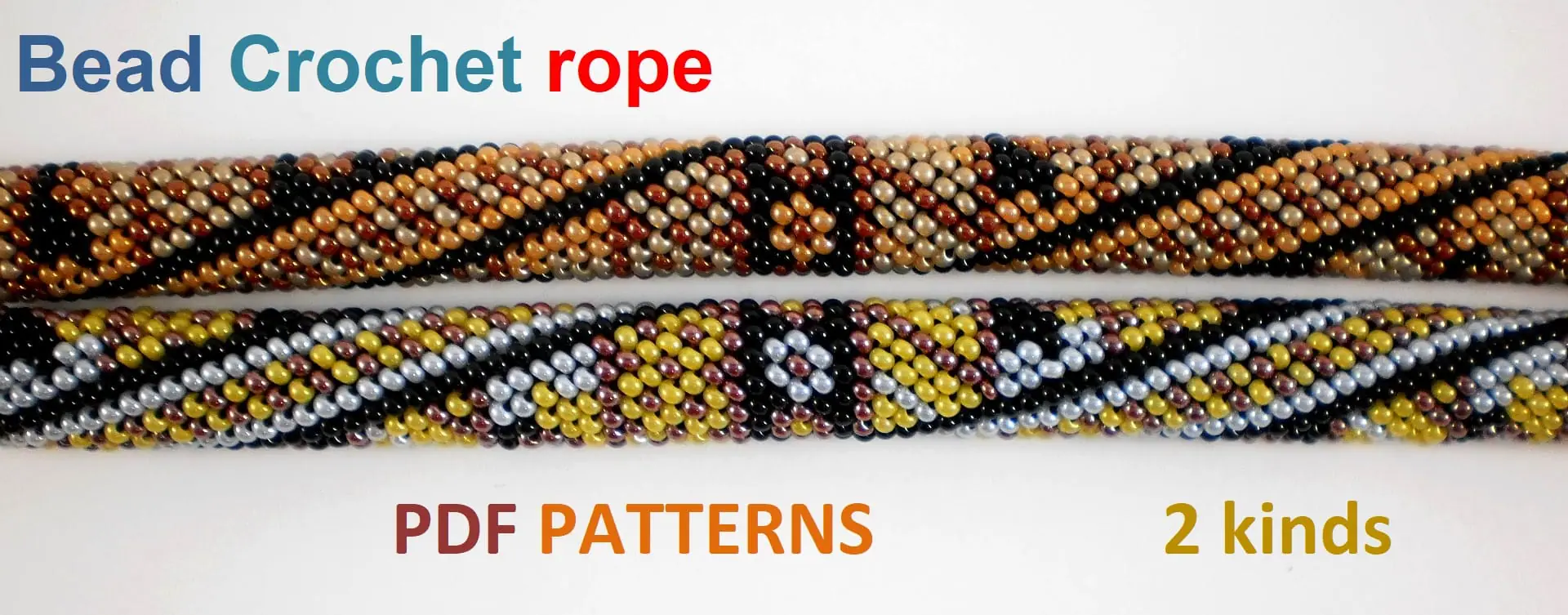 PDF Bead Crochet rope patterns "Flower patchwork" - Crealandia