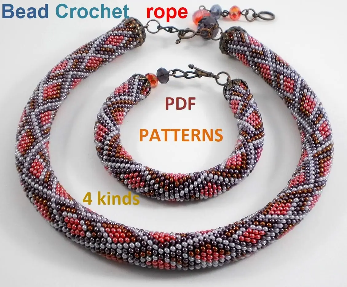 Bead Crochet rope patterns "Berry geometry", PDF - Crealandia