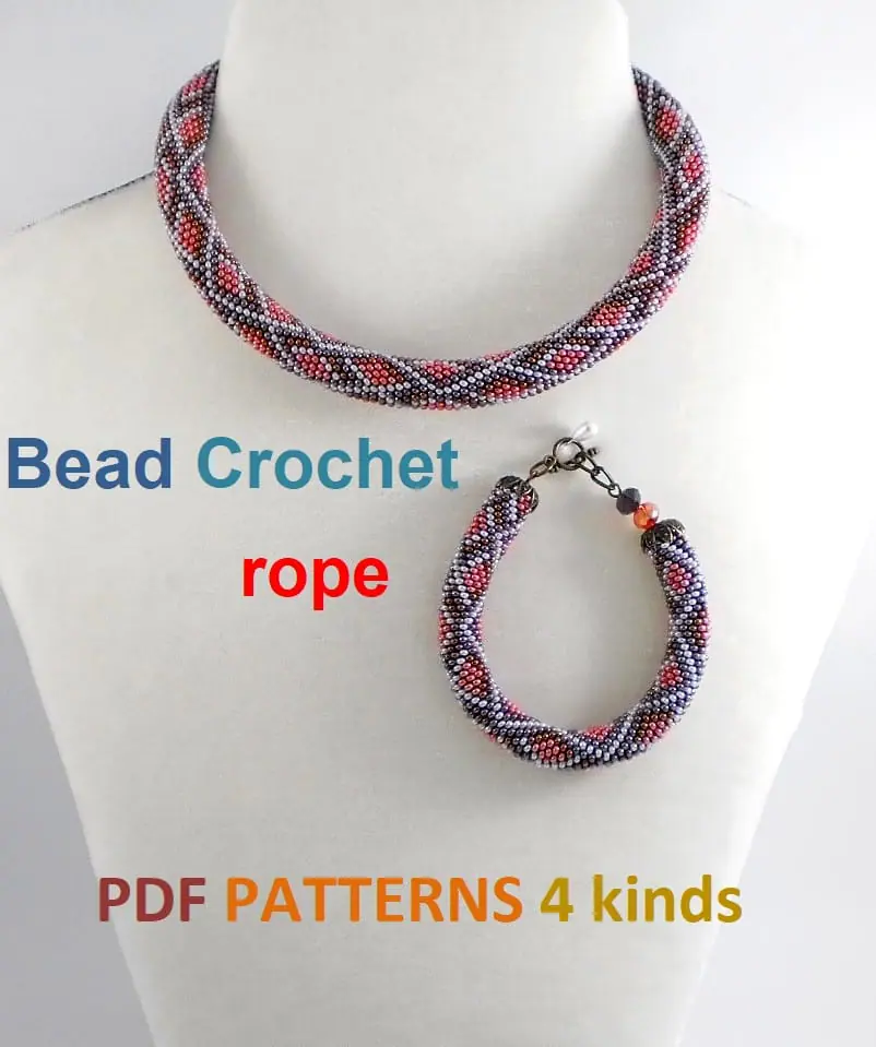 Bead Crochet rope patterns "Berry geometry", PDF - Crealandia