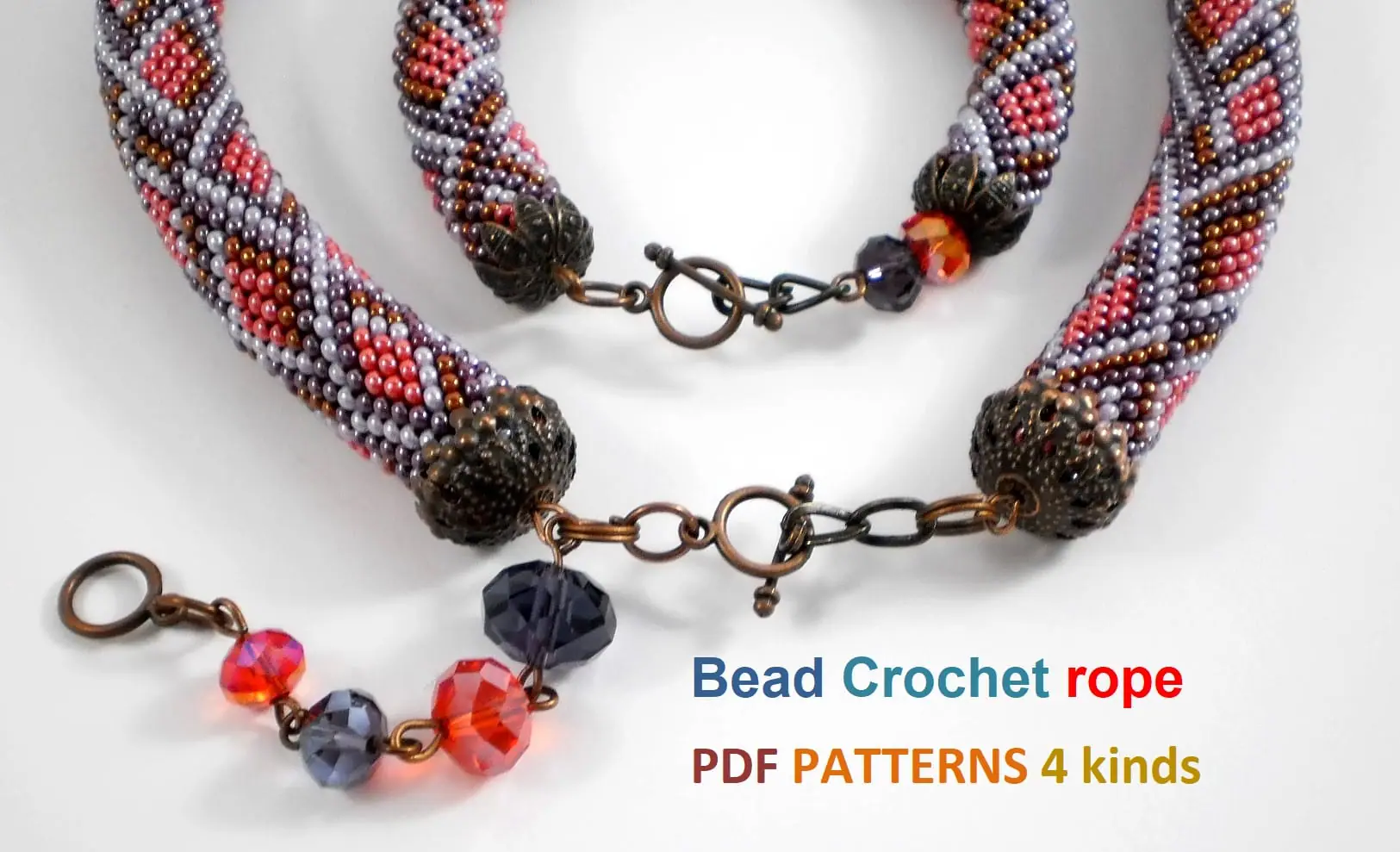 Bead Crochet rope patterns "Berry geometry", PDF - Crealandia