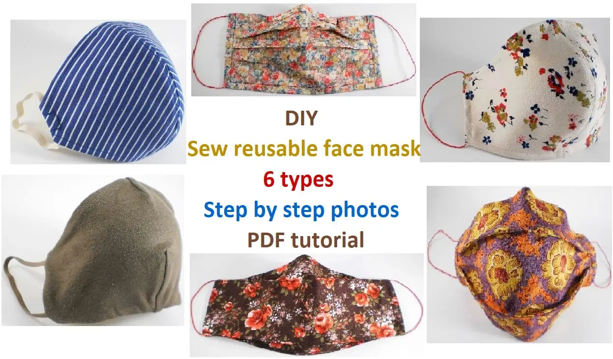 Sew reusable face mask for adults,6 types,face mask patterns - Crealandia