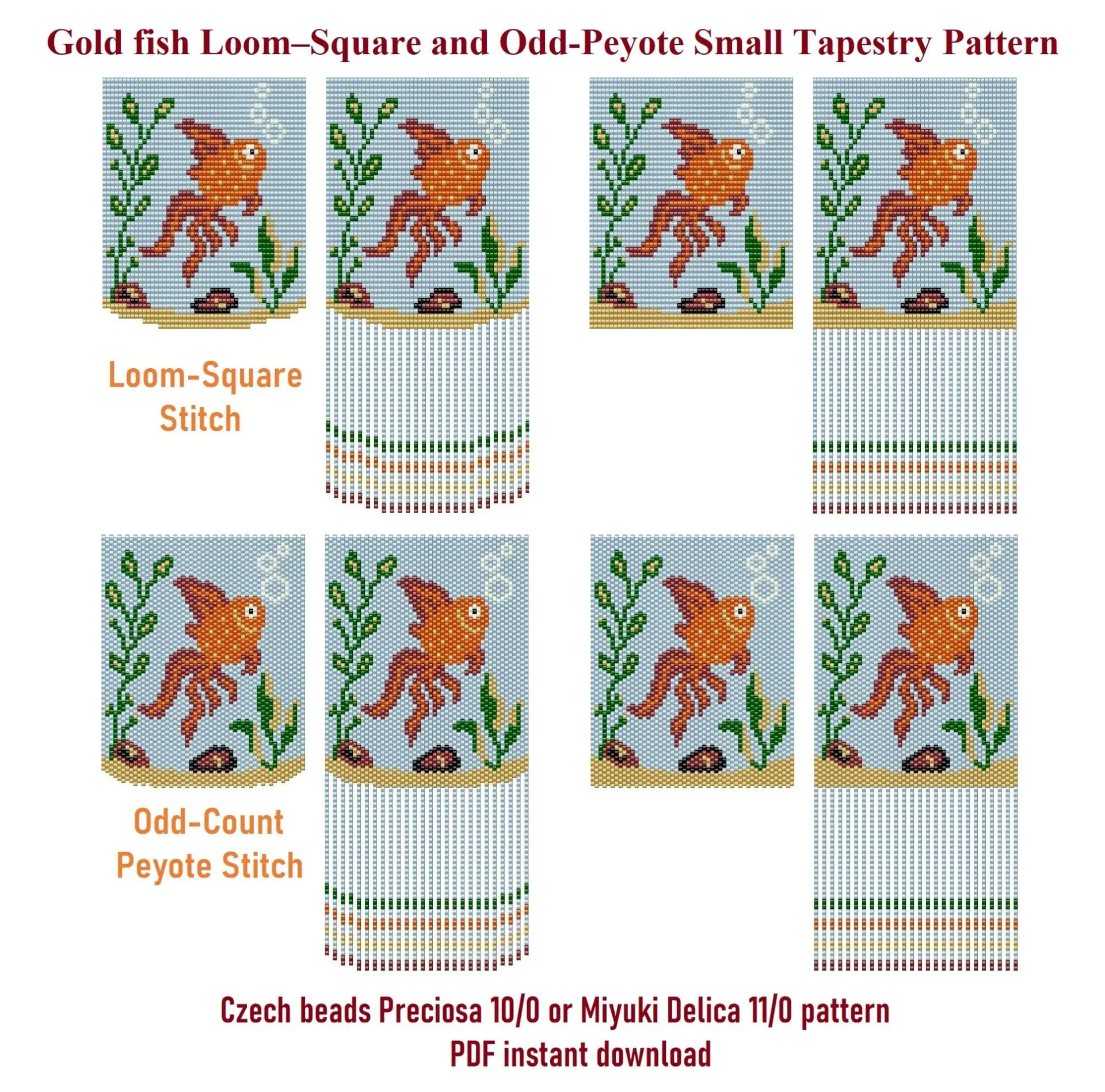 Loom & Odd-Peyote stitch Small Tapestry-Mini Banner - Crealandia