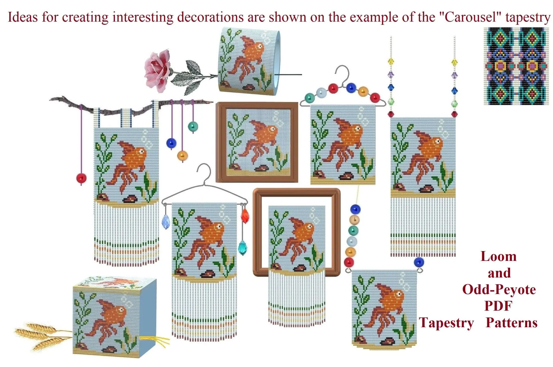 Loom & Odd-Peyote stitch Small Tapestry-Mini Banner - Crealandia