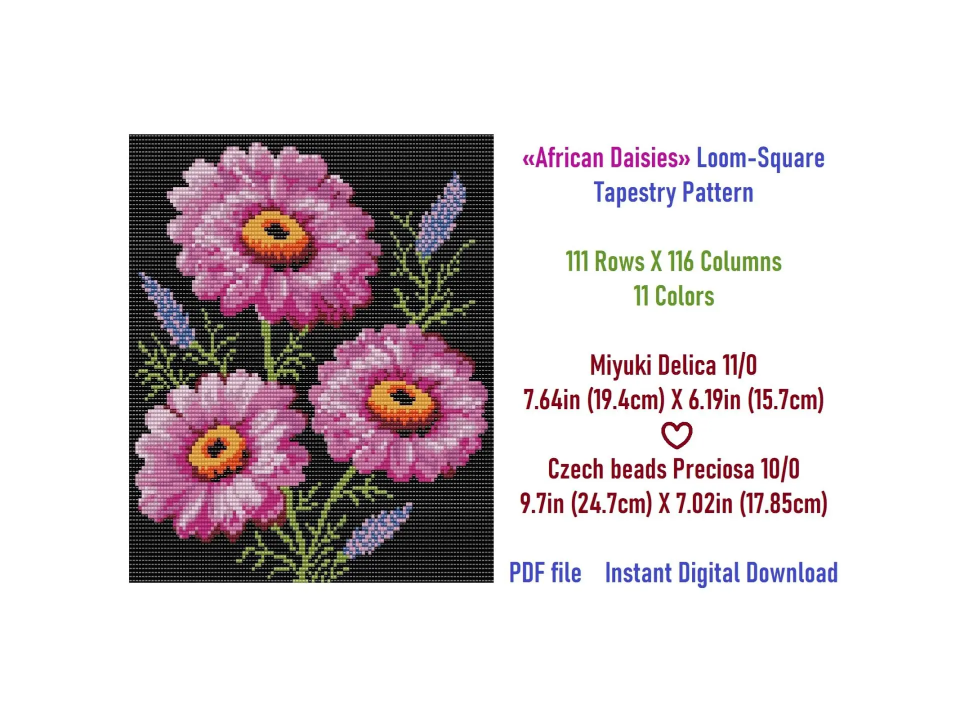 Loom Stitch Beaded Tapestry-Banner-Postcard,Patterns - Crealandia