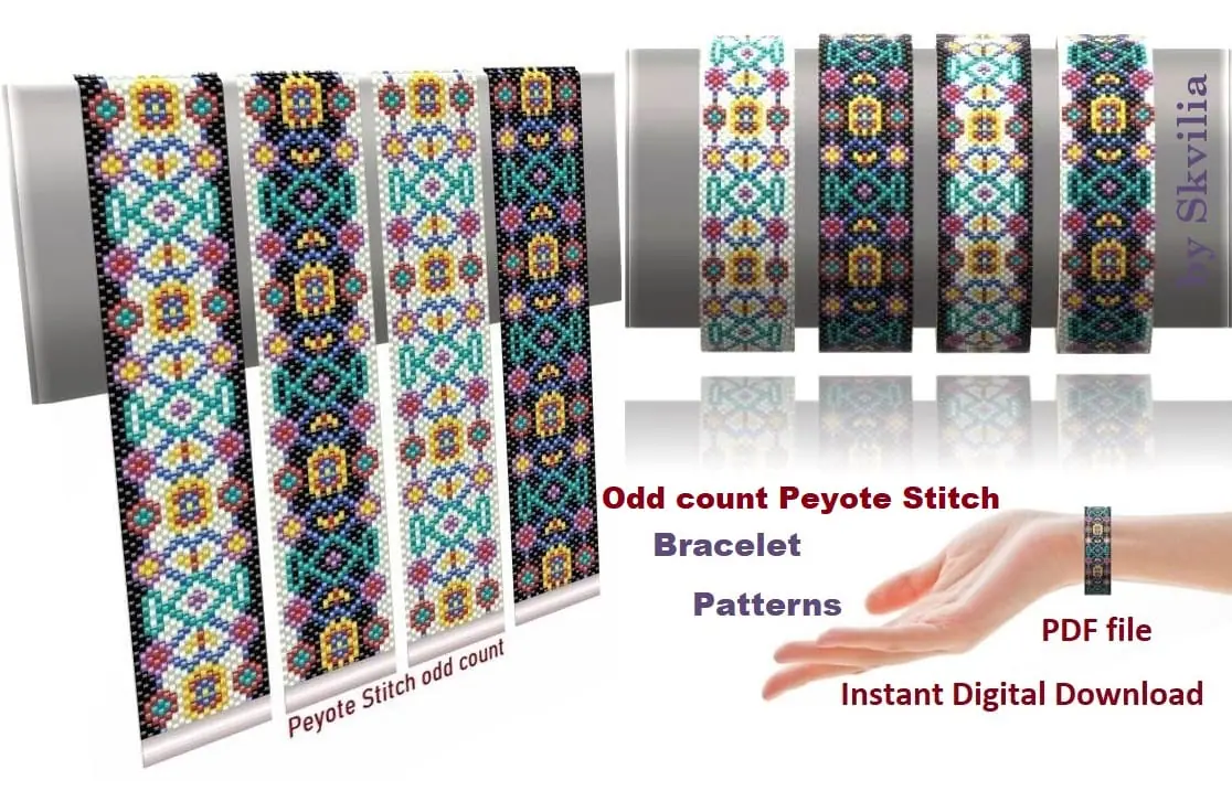 Odd-Count Peyote Stitch Bead Bracelet Patterns - Crealandia