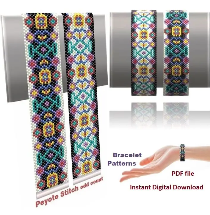 Odd-Count Peyote Stitch Bead Bracelet Patterns - Crealandia
