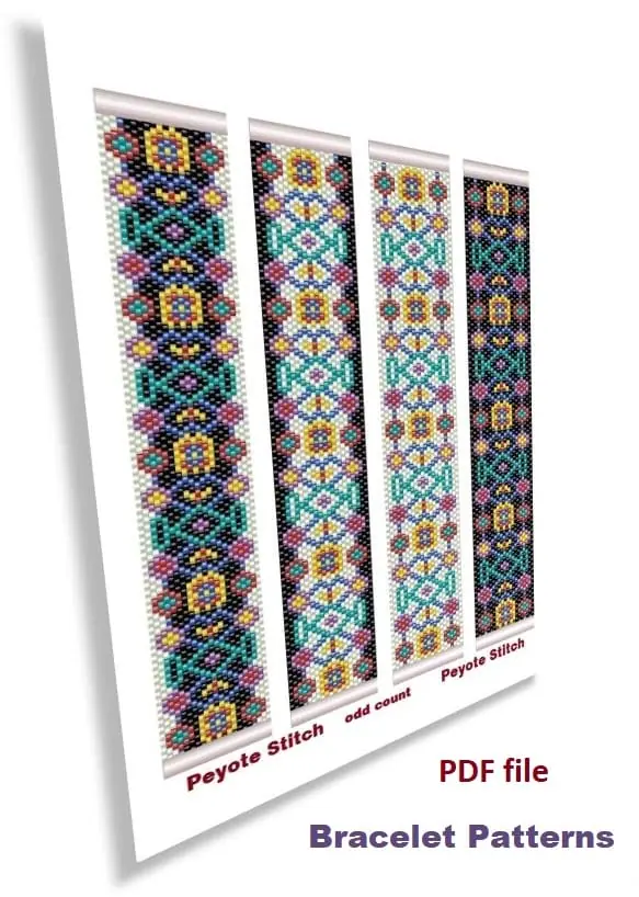 Odd-Count Peyote Stitch Bead Bracelet Patterns - Crealandia